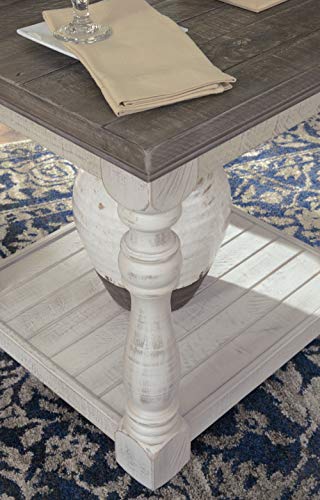 Signature Design by Ashley Havalance Farmhouse Lift Top Coffee Table, Gray & White with Weathered Finish & Havalance Farmhouse Square End Table