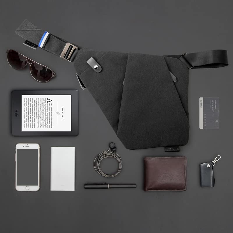 NIID-FINO NEO Sling Shoulder Crossbody Bag Chest Bag Slim Backpack Multipurpose Daypack (Meteorite black, Right Hand)