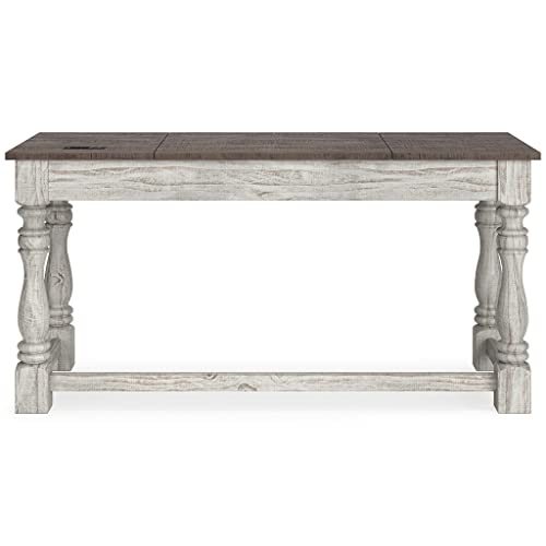 Signature Design by Ashley Havalance Casual 62.38" Home Office Desk with 2 Drawers and USB Charging Ports, Whitewash & Dark Brown