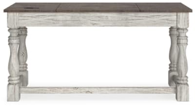 Signature Design by Ashley Havalance Casual 62.38" Home Office Desk with 2 Drawers and USB Charging Ports, Whitewash & Dark Brown