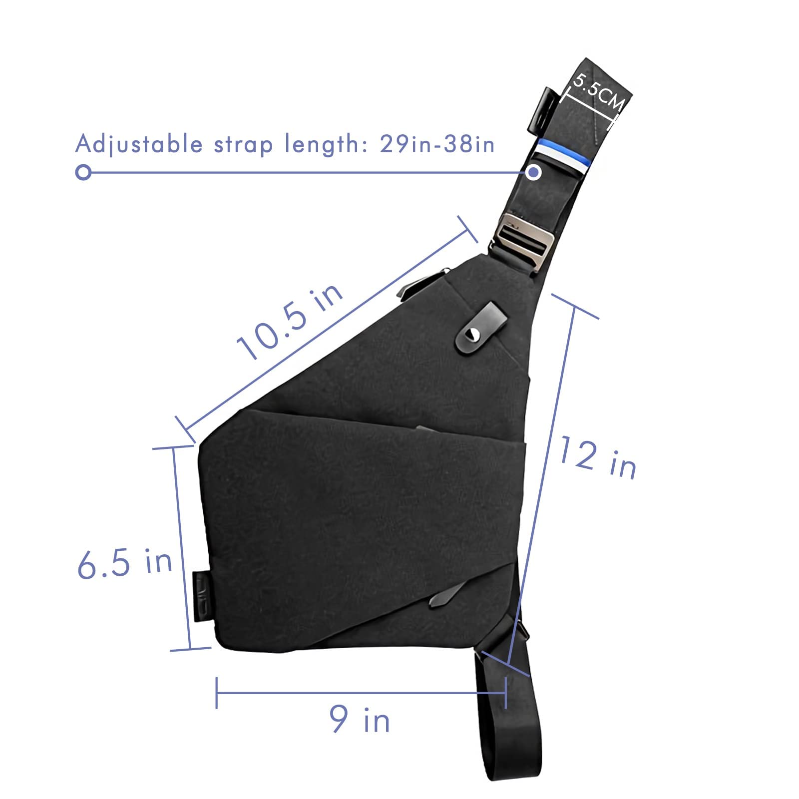 NIID-FINO NEO Sling Shoulder Crossbody Bag Chest Bag Slim Backpack Multipurpose Daypack (Meteorite black, Right Hand)