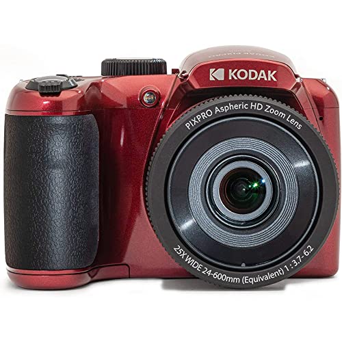 Kodak AZ255-RD PIXPRO Astro Zoom 16MP Digital Camera 25X Optical Zoom Red Bundle with Lexar 32GB High-Performance 800x UHS-I SDHC Memory Card Blue Series