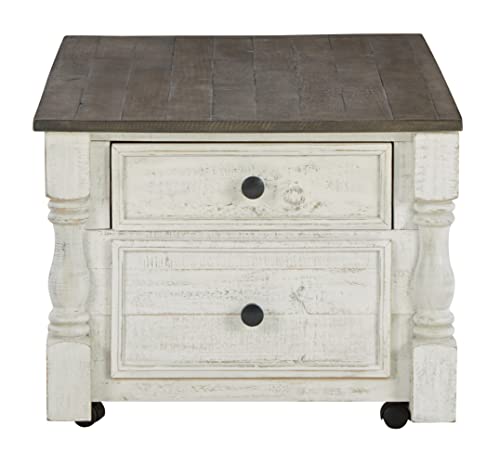 Signature Design by Ashley Havalance Farmhouse Lift Top Coffee Table with 4 Storage Drawers and Small Storage Tray, Whitewash