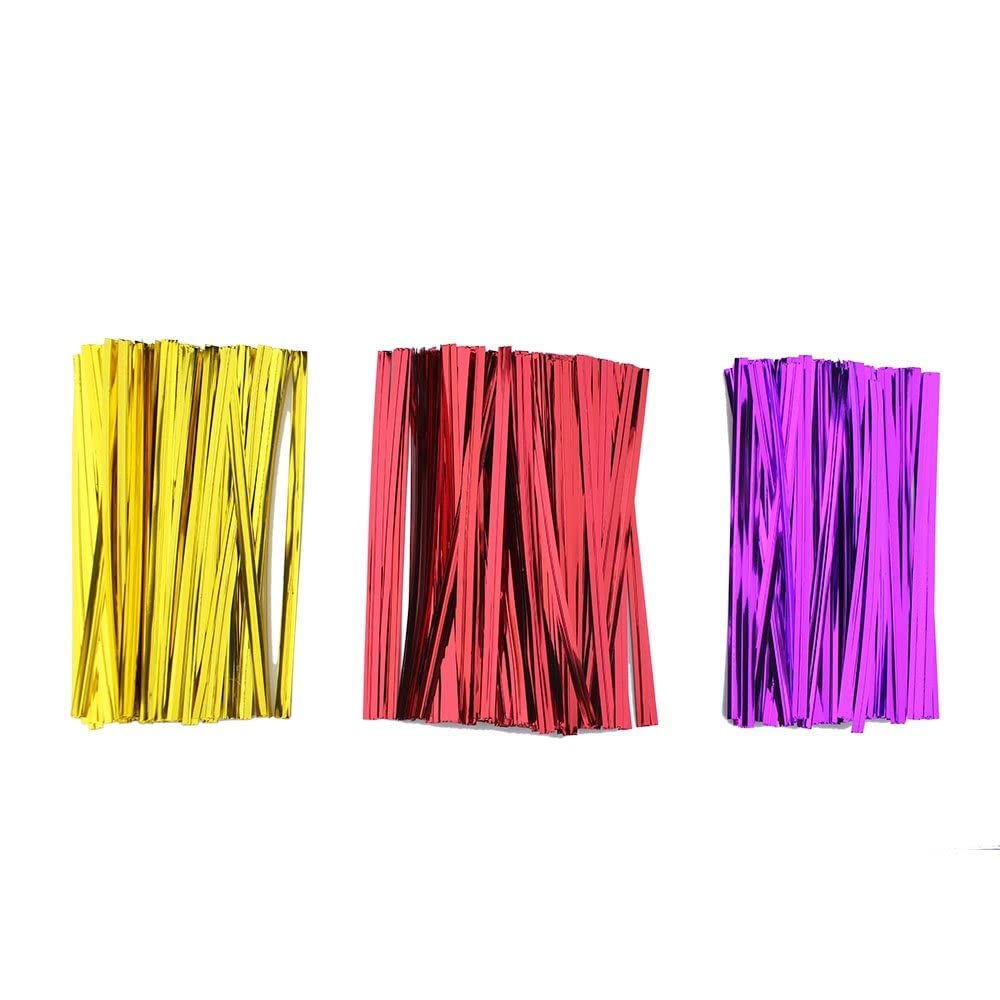 Belinlen 300 Pack 4β x 9β Treat Bags Plastic Poly Bags - Side Gusset- Cookie Bags Multi-purpose Plastic Gift Bag Coming With 300 Colorful Twist Ties