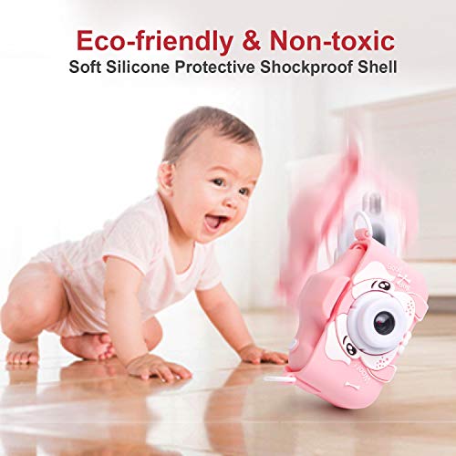 Phankey Kids Camera for Girls, 20MP 1080P Digital Camera for Kids with 32GB Card,Rechargeable, Soft Silicone Shockproof Case, Great Gift for Kids, Pink (Pink-b)