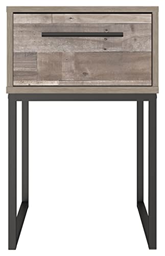 Signature Design by Ashley Neilsville Industrial 1 Drawer Nightstand, Light Brown