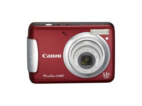 Canon PowerShot A480 10 MP Digital Camera with 3.3x Optical Zoom and 2.5-inch LCD (Deep Red)
