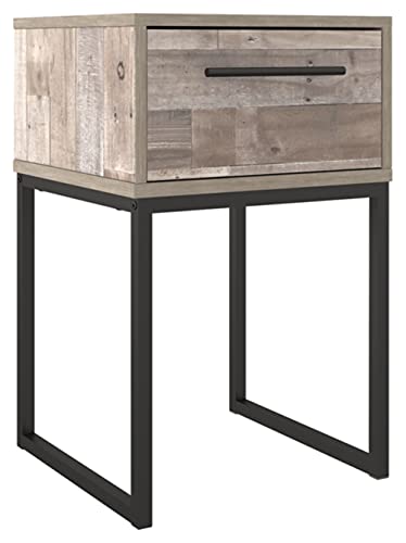 Signature Design by Ashley Neilsville Industrial 1 Drawer Nightstand, Light Brown