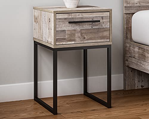 Signature Design by Ashley Neilsville Industrial 1 Drawer Nightstand, Light Brown