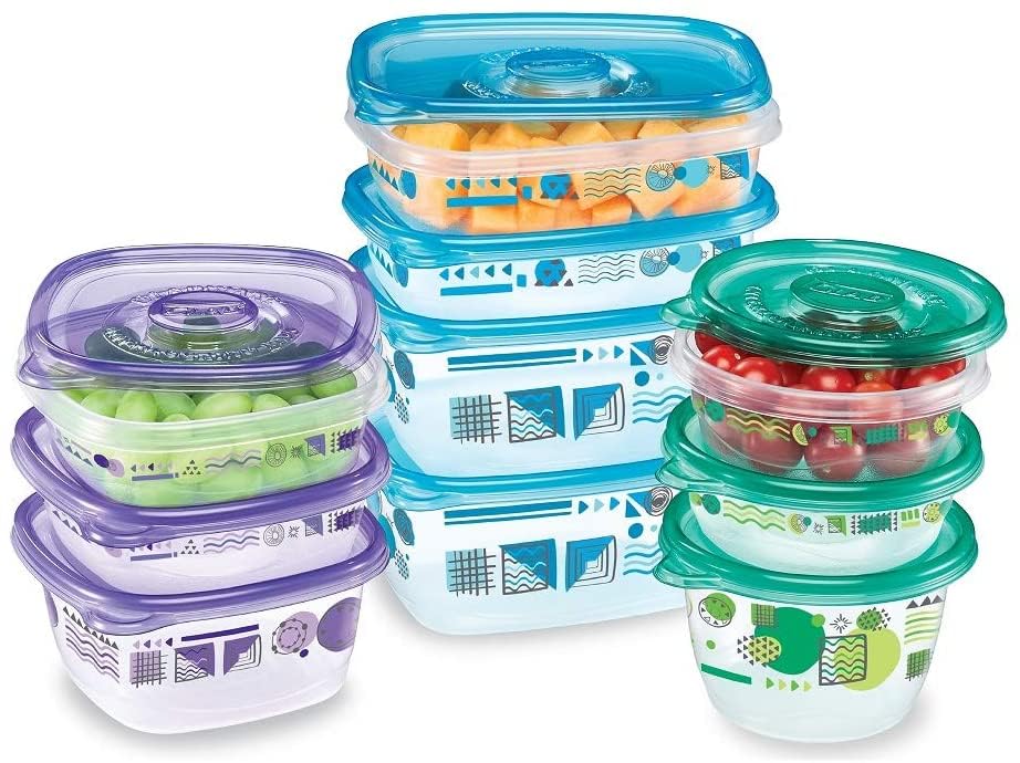 GladWare Matchware Food Storage Containers, 20 pc Value Pack Rainbow Kitchen Storage Containers | Glad Lock Tight Seal, BPA Free Lunch Containers, Glad Plastic Food Containers with Lids