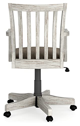 Signature Design by Ashley Havalance Casual Home Office Adjustable Desk Chair with Swivel, Whitewash & Brown