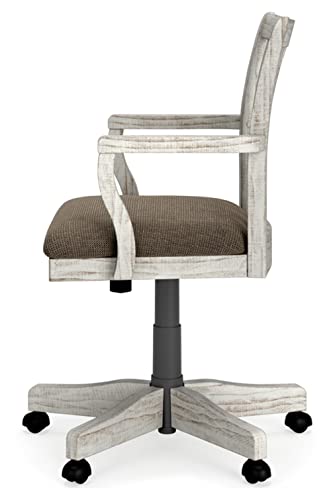 Signature Design by Ashley Havalance Casual Home Office Adjustable Desk Chair with Swivel, Whitewash & Brown