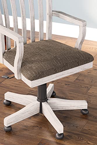 Signature Design by Ashley Havalance Casual Home Office Adjustable Desk Chair with Swivel, Whitewash & Brown