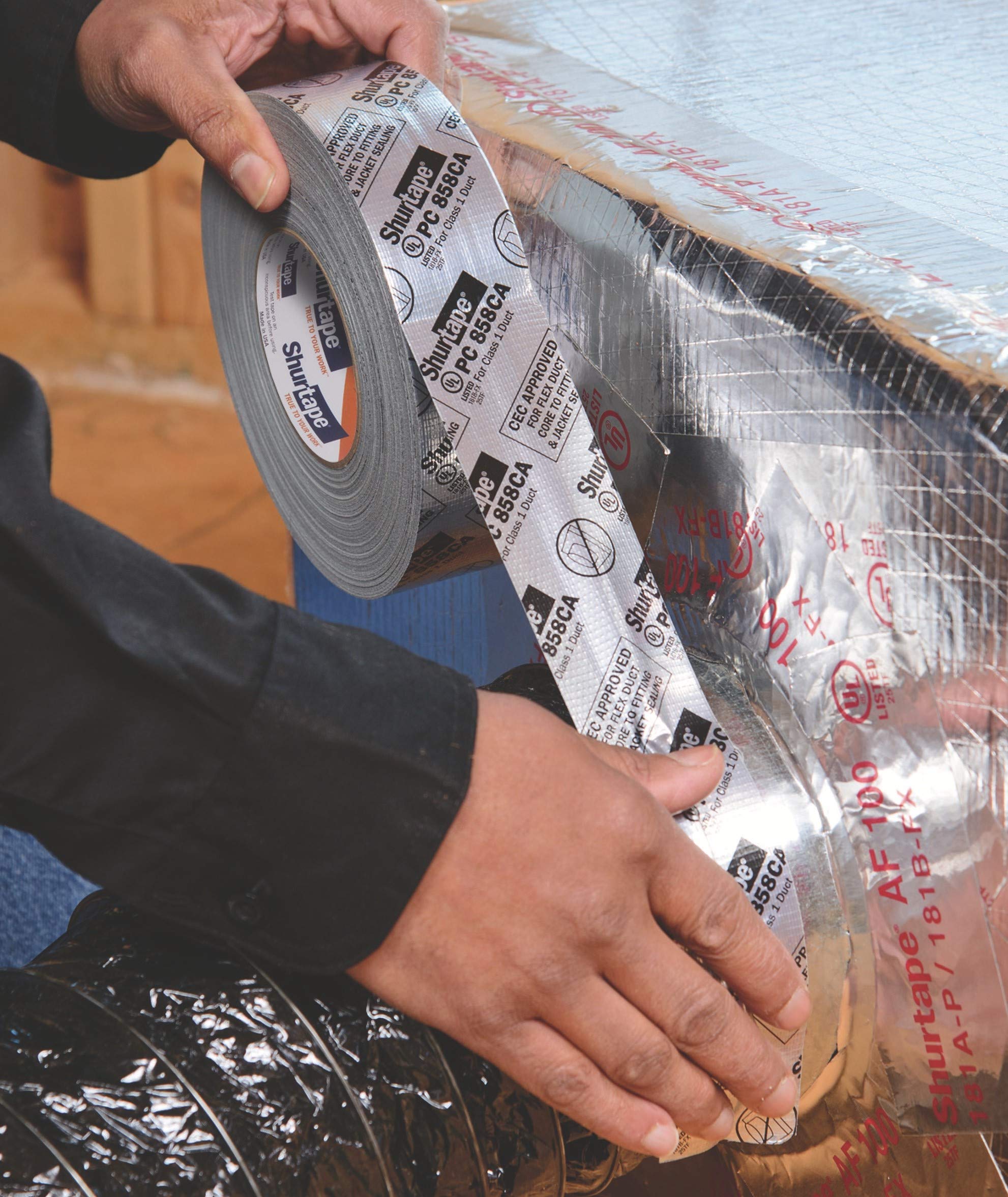 Duck Brand HVAC Duct Sealing Tape, Silver, 1.88 Inches x 30 Yards, 1 Roll (1404523)