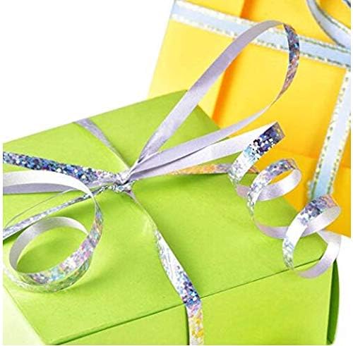 DNHCLL 100 Yard Crimped Curling Ribbon Roll,Metallic Silver Balloon Ribbons Strings for Parties, Festival, Florist, Crafts and Gift Wrapping,5mm Width