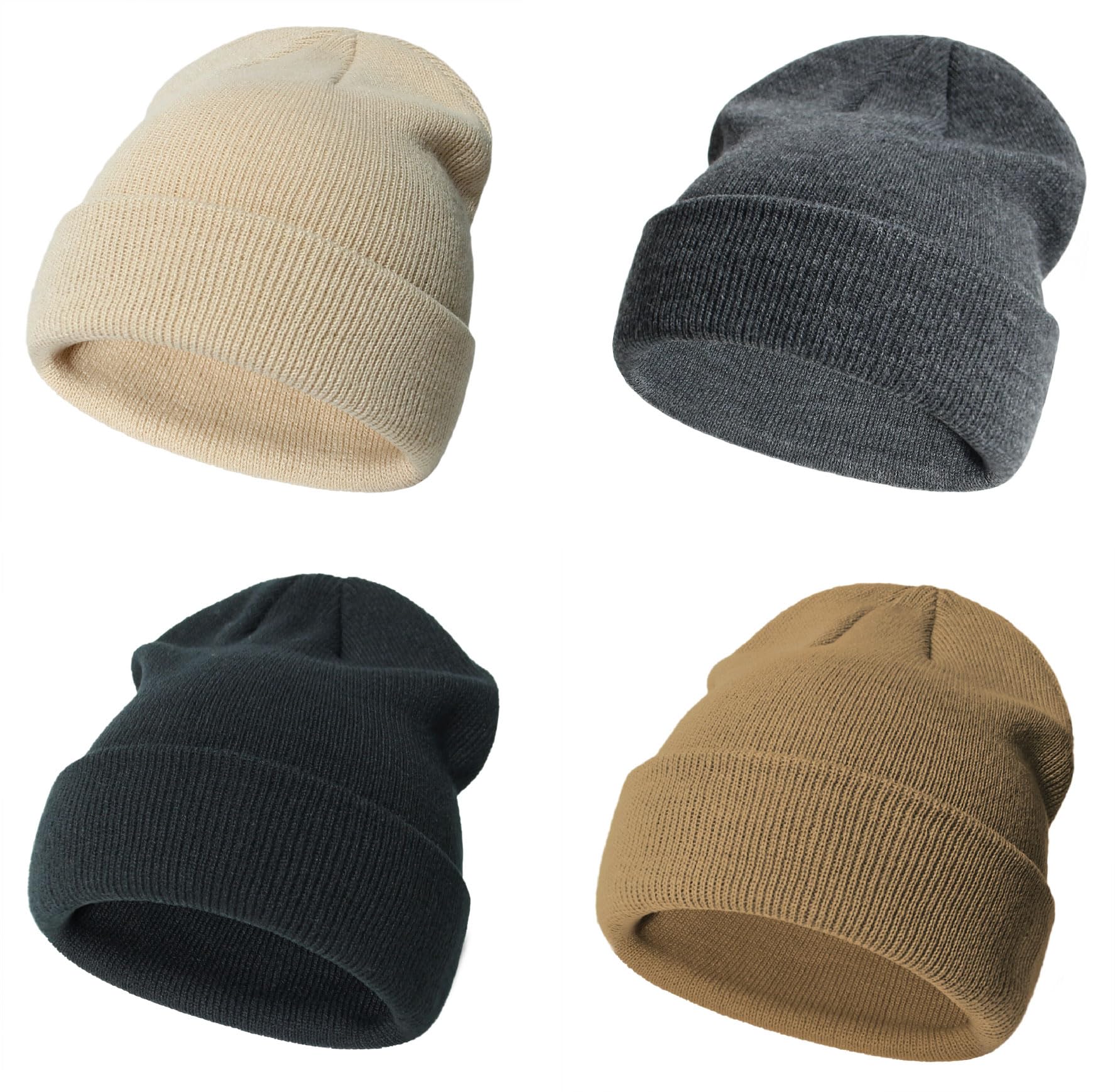 Urban Virgin 4 Packs Toddler Girls Winter Hats Infant Boys Beanie Soft Baby Caps Beanies Kids Knit Winter Hats 4Packs A-Darkgrey S(3Months-2T)