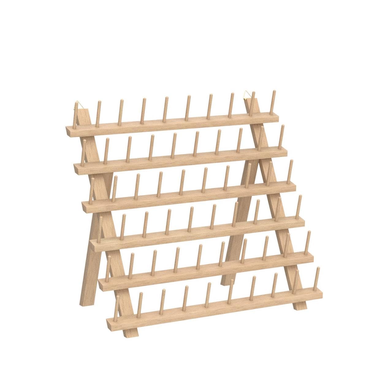 New brothread 60 Spools + 12 Spools Wooden Thread Rack/Thread Holder Organizer with Hanging Hooks for Embroidery Quilting and Sewing Threads - Mother + Baby Thread Rack