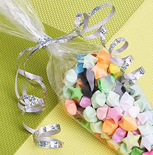 DNHCLL 100 Yard Crimped Curling Ribbon Roll,Metallic Silver Balloon Ribbons Strings for Parties, Festival, Florist, Crafts and Gift Wrapping,5mm Width