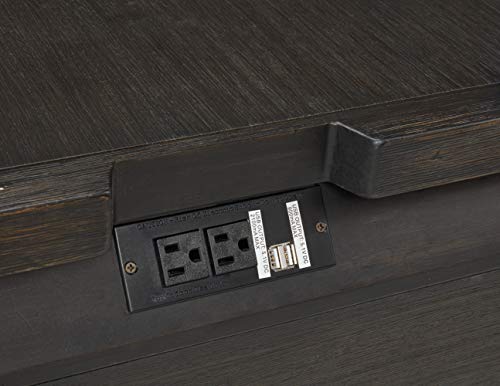 Signature Design by Ashley Chisago Contemporary Rectangular End Table with Outlets and USB Ports, Black & Silver