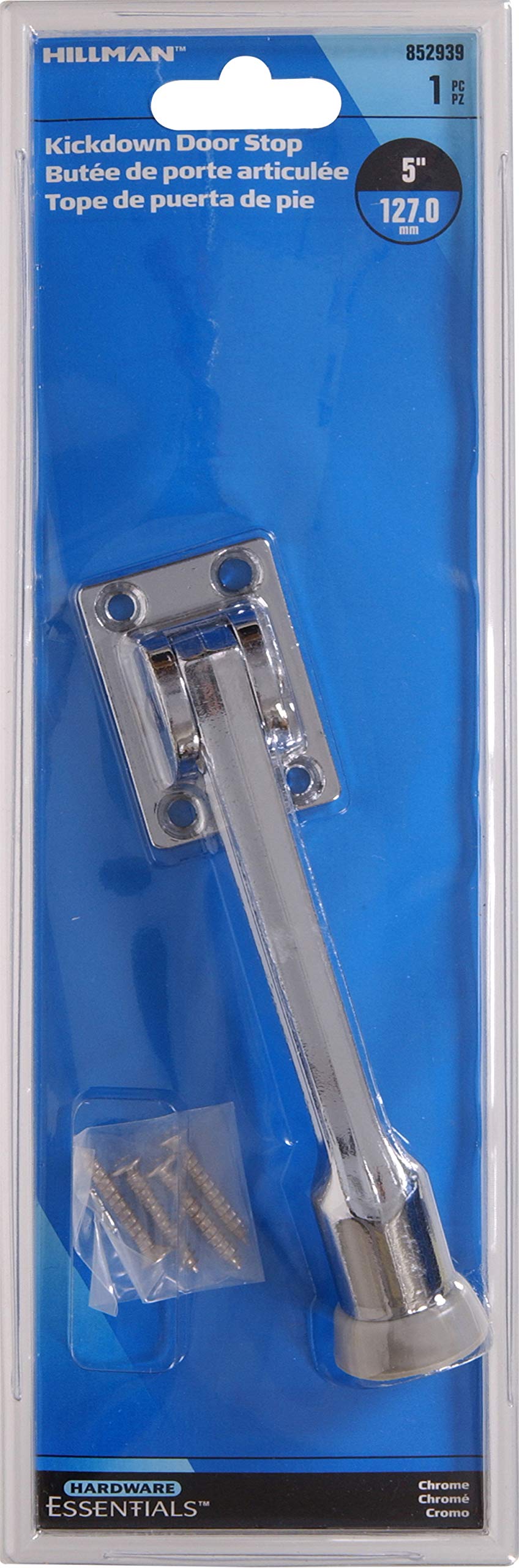 Hillman 852939 5" Kickdown Door Stop- Chrome 1-Pack