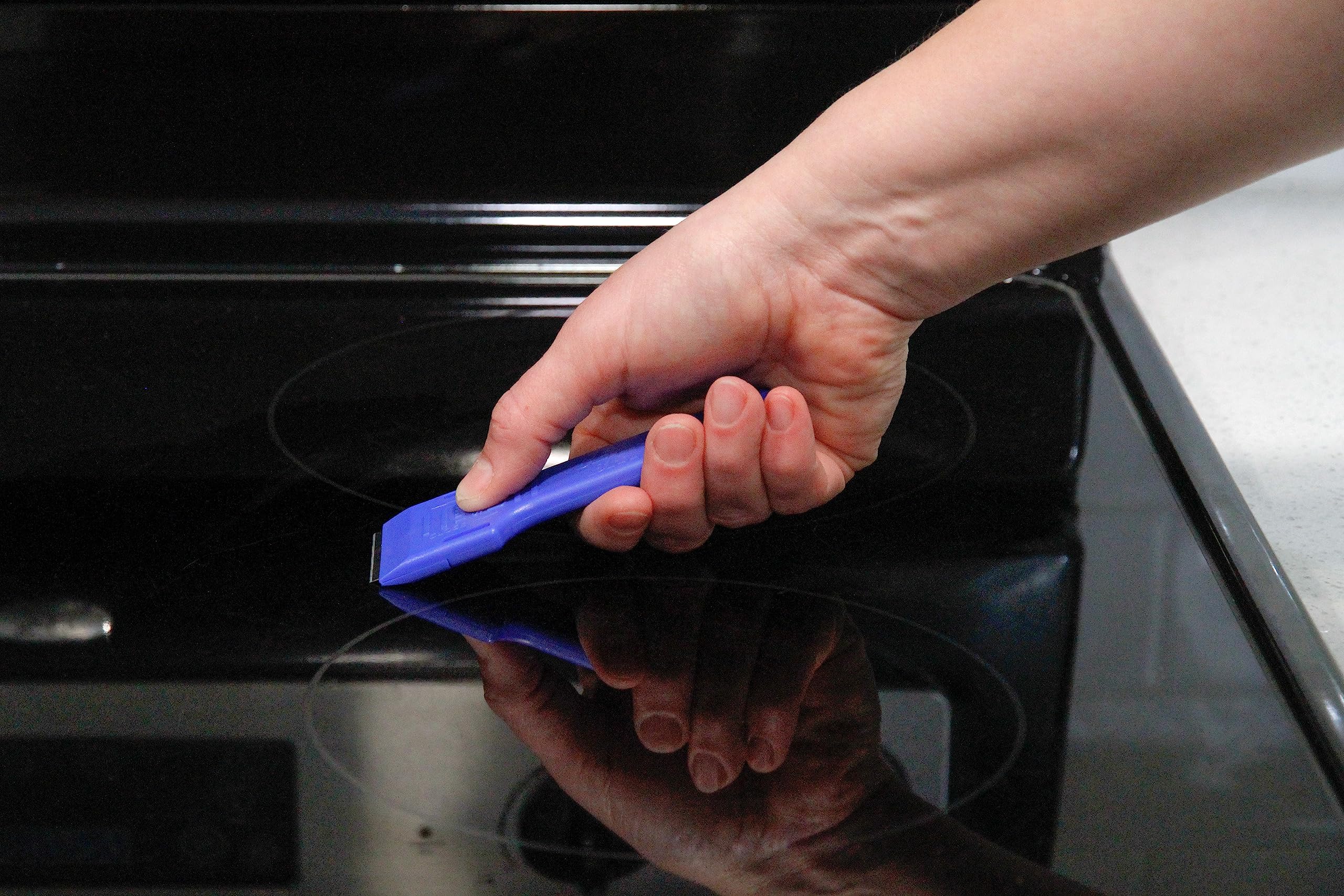 Cerama Bryte Scraper & Pad Combo Cooktop Tool, Blue