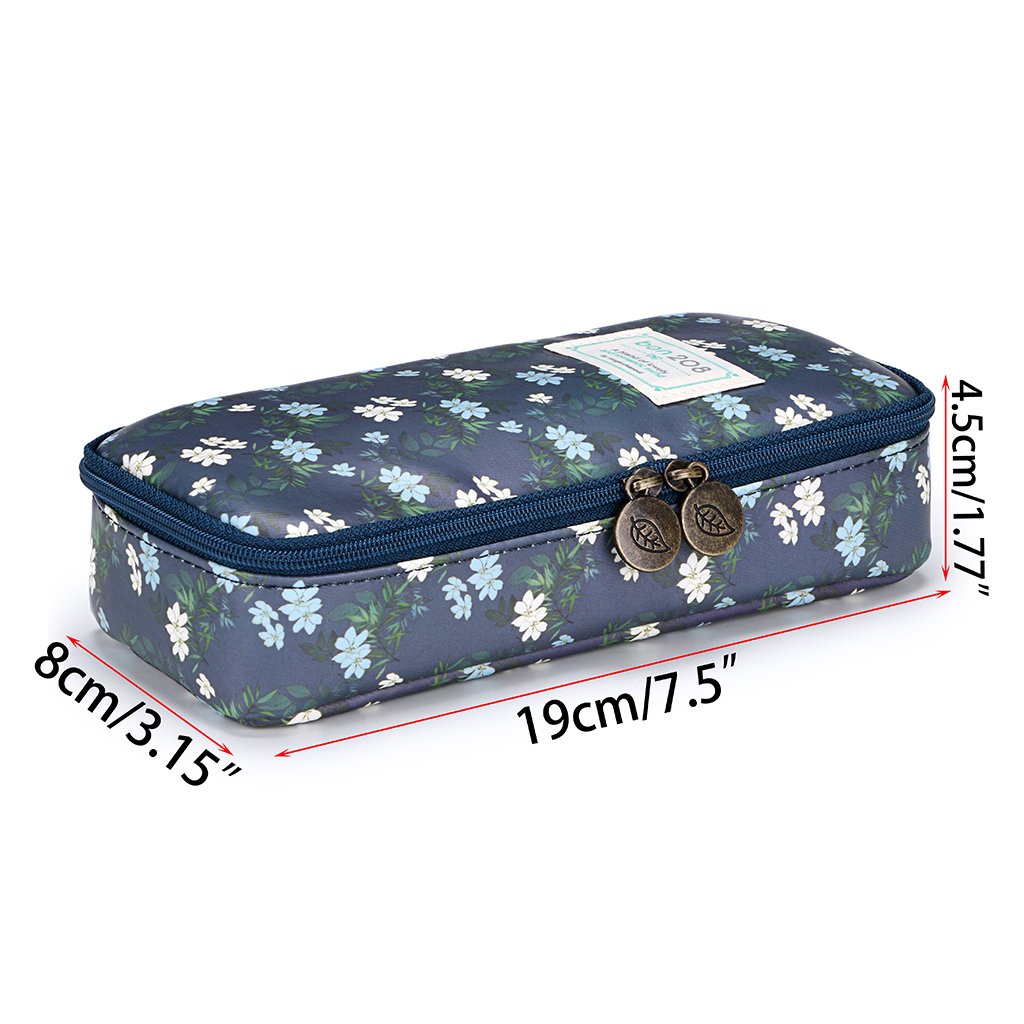 BTSKY Cute Pencil Case -- High Capacity Floral Pencil Pouch Stationery Organizer Multifunction Cosmetic Makeup Bag, Perfect Holder for Pencils and Pens Cyan