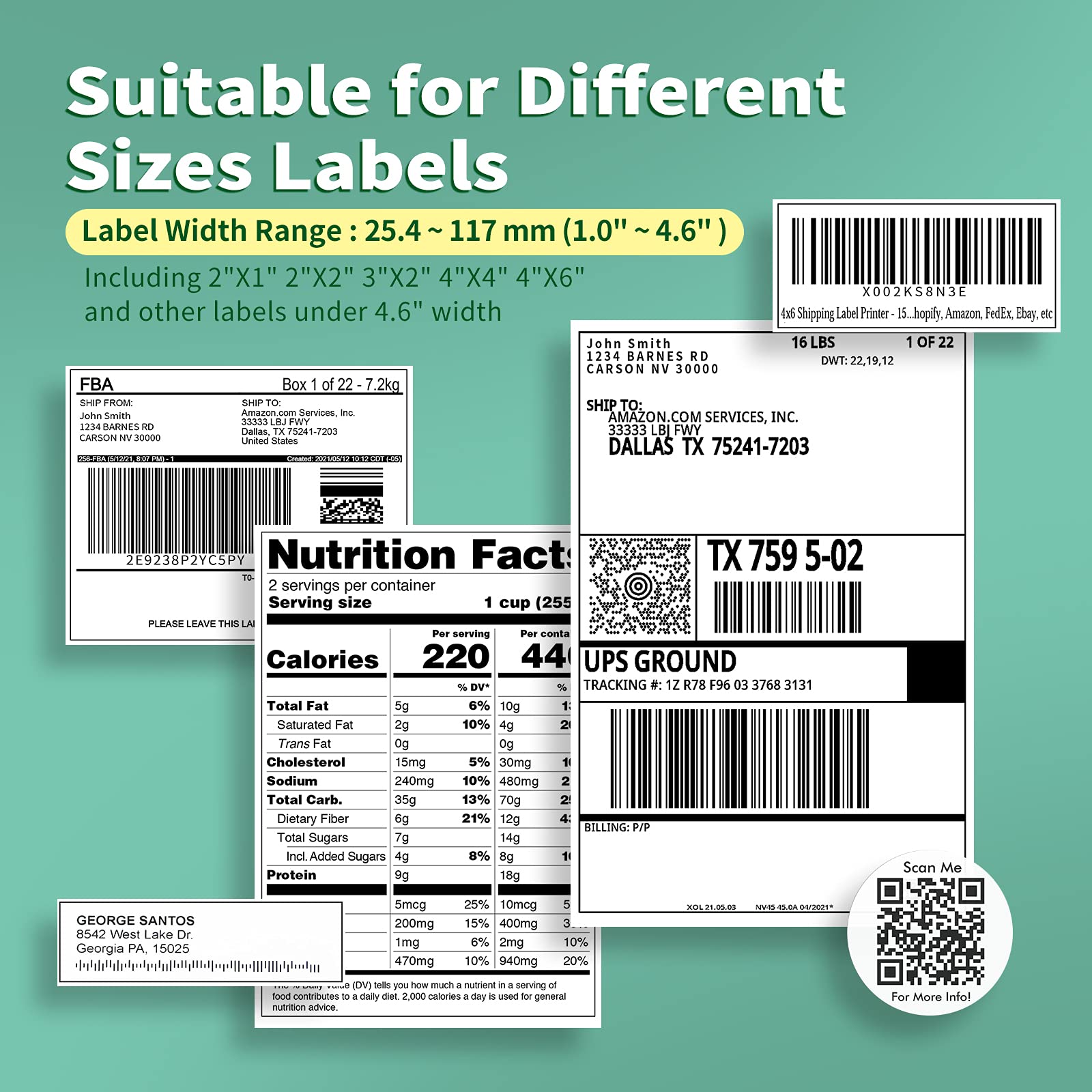 Shipping Label Printer, Thermal Printer for Shipping Labels, Label Printer for Shipping Packages - Compatible with USPS, Amazon, Shopify, Etsy, Ebay, Works with Windows & Mac, ChromeOS