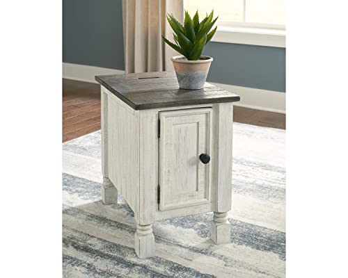 Signature Design by Ashley Havalance French Country Chair Side End Table, White & Gray