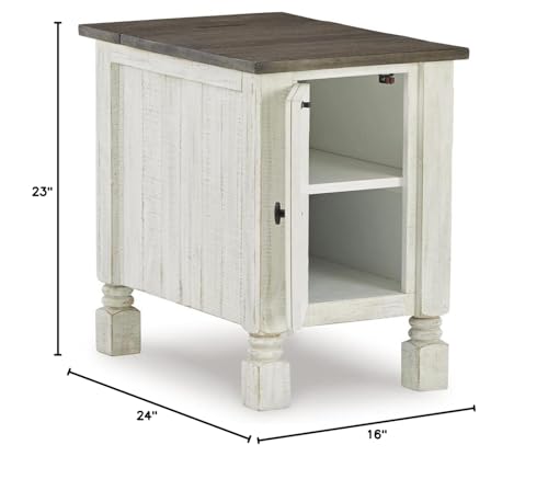 Signature Design by Ashley Havalance French Country Chair Side End Table, White & Gray