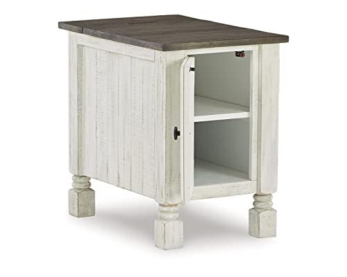 Signature Design by Ashley Havalance French Country Chair Side End Table, White & Gray