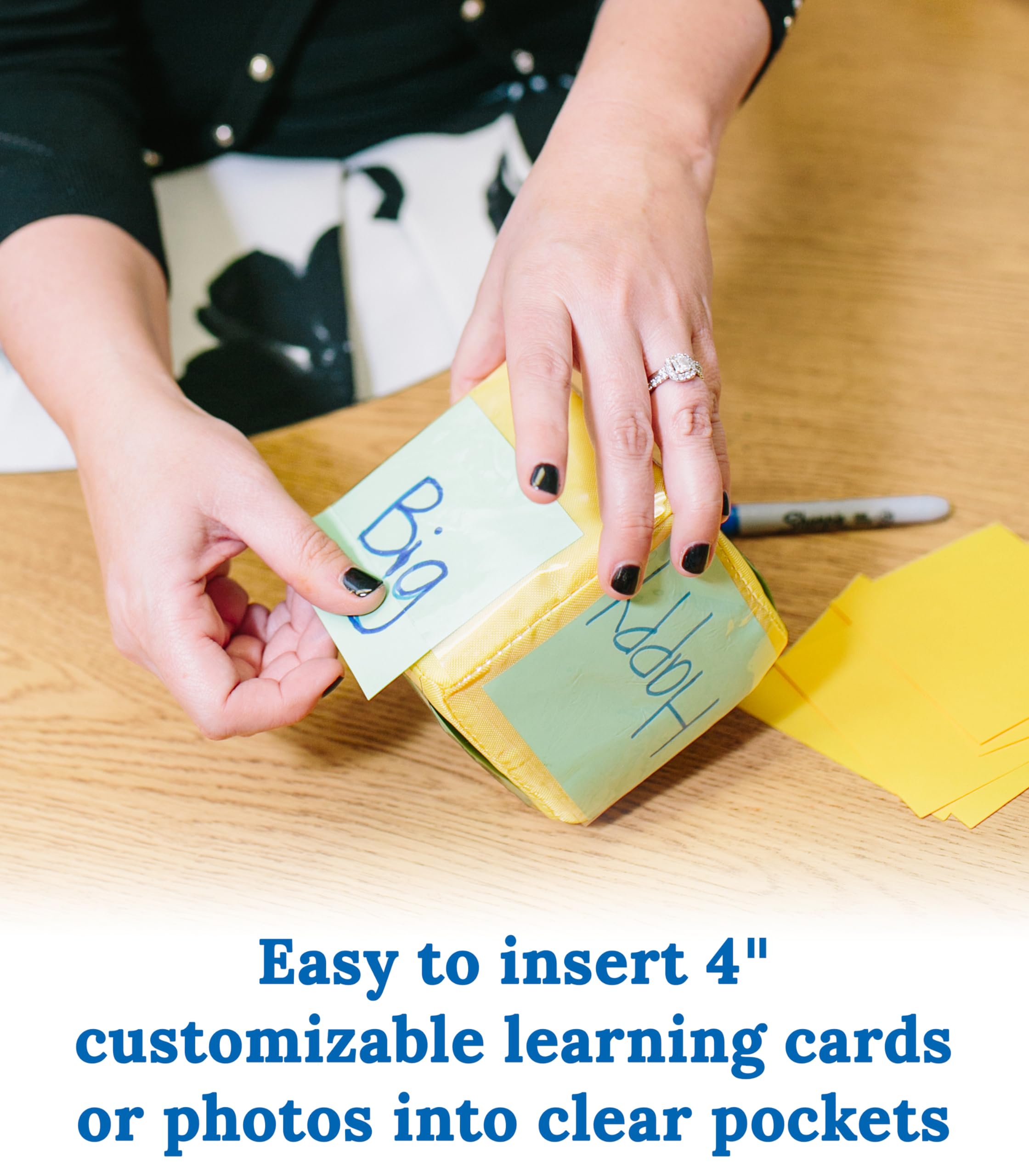 Carson Dellosa Differentiated Instruction CubesâBlue, Yellow, Green Foam Learning Cubes with Clear Pockets, Customizable Learning Activities and Cards for All Subjects (3 pc)