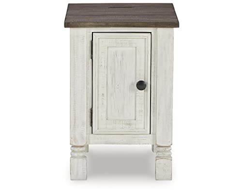 Signature Design by Ashley Havalance French Country Chair Side End Table, White & Gray