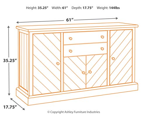 Signature Design by Ashley Grindleburg Farmhouse Reclaimed Wood Dining Room Buffet Cabinet or Server, Light Brown