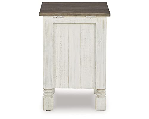 Signature Design by Ashley Havalance French Country Chair Side End Table, White & Gray