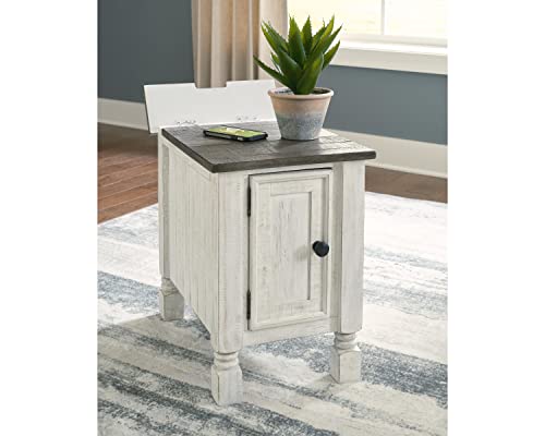 Signature Design by Ashley Havalance French Country Chair Side End Table, White & Gray