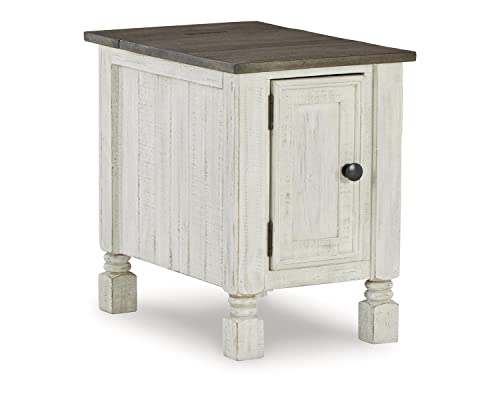 Signature Design by Ashley Havalance French Country Chair Side End Table, White & Gray