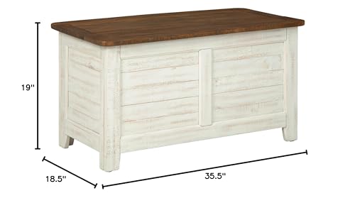 Signature Design by Ashley Dashbury Rustic Farmhouse Storage Trunk or Coffee Table, Antique White & Brown
