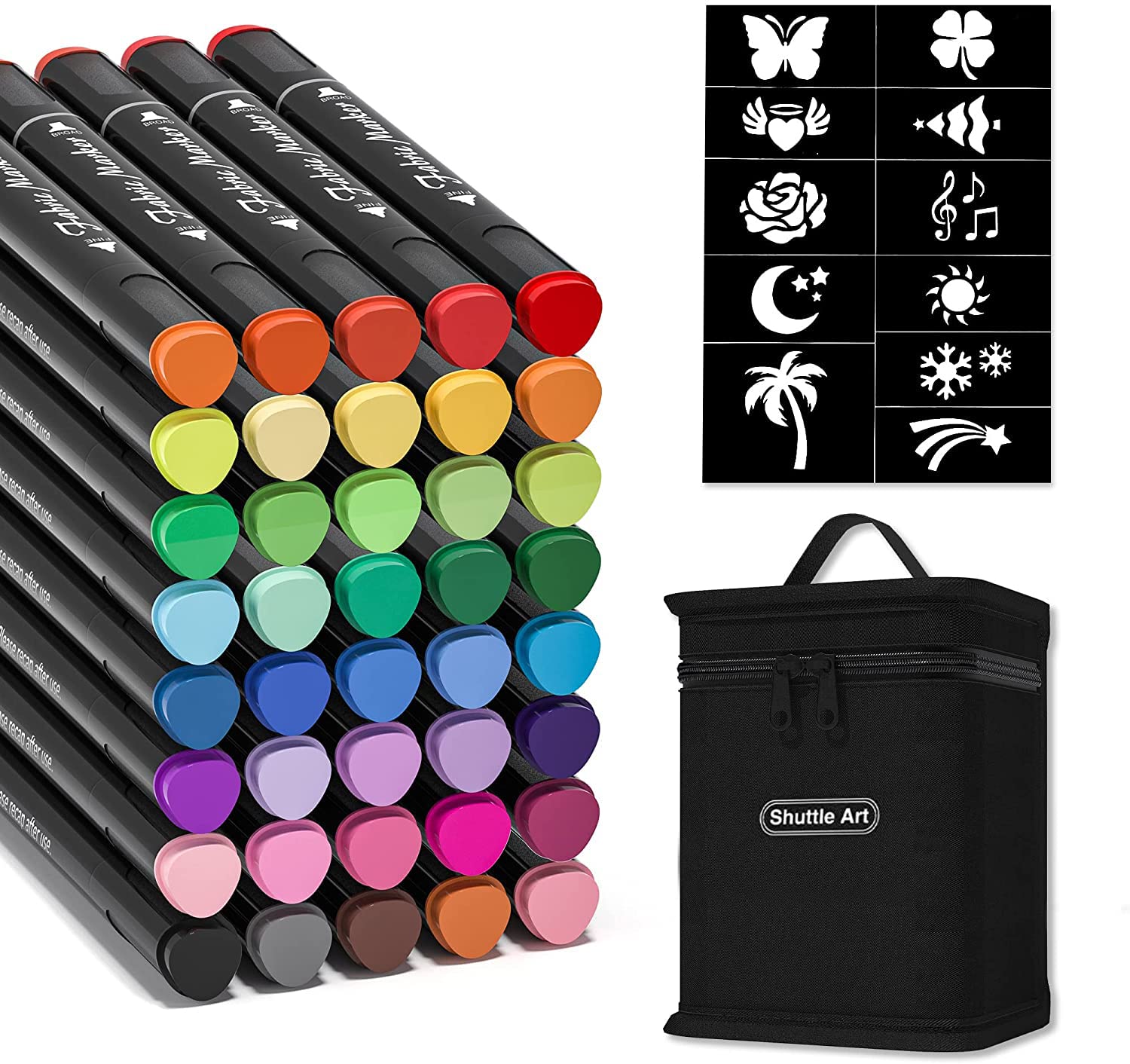 Fabric Markers Pens, Shuttle Art 40 Colors Dual Tip Fabric Markers Permanent No Bleed Markers for T-Shirts Sneakers, Non-Toxic & Child Safe Permanent Fabric Pens for Kids Adult Painting Writing