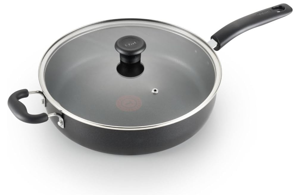 T-fal B36290 Specialty Nonstick 5 Quart Jumbo Cooker Saute Pan with Glass Lid, Black