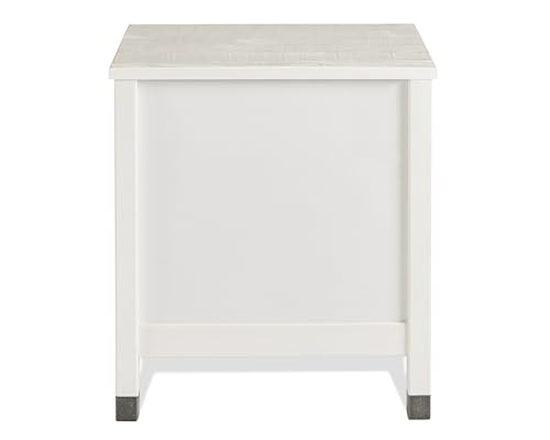 Baja Night Stand / 2 Drawer / Solid Wood / Rustic Bedside Table for Bedroom, Living Room, Sofa Couch, Hall / Metal Drawer Pulls, Shabby White
