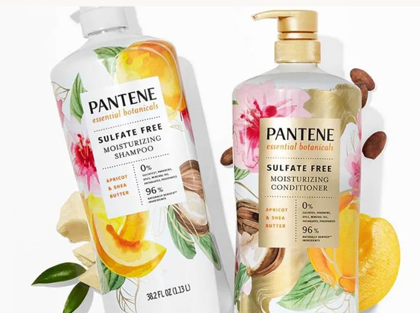 Essential Botanical Shampoo and Conditioner Set | 2 Pack | SULFATE-Free | Family size 2x38.2oz | Apricot and Shea Butter Infused
