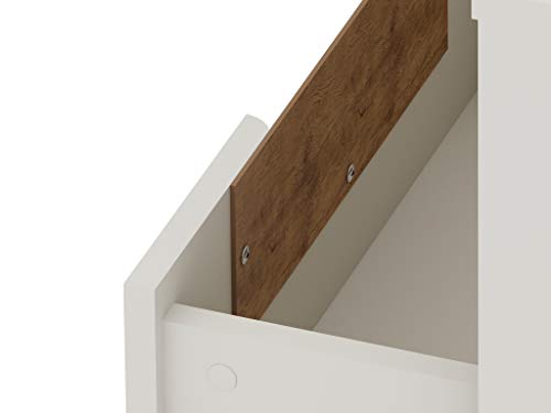 Manhattan Comfort Rockefeller Nightstand with Drawers, Mid Century Modern Bedside Table, Minimalist Display and Storage Organizer, Ideal for Bedroom and Living Room, Off-white