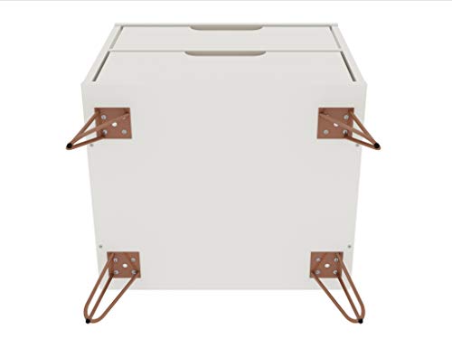 Manhattan Comfort Rockefeller Nightstand with Drawers, Mid Century Modern Bedside Table, Minimalist Display and Storage Organizer, Ideal for Bedroom and Living Room, Off-white