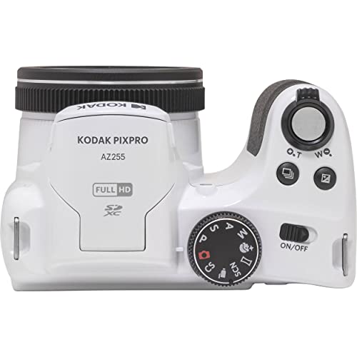 Kodak PIXPRO AZ255 Digital Camera + SanDisk 32GB Memory Card (2) + Digital Camera/Video Case (White)