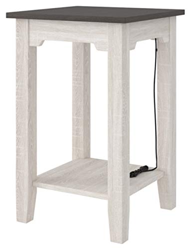 Signature Design by Ashley Dorrinson Square Modern Farmhouse End Table and Side Table Bundle, Two Tone White & Brown