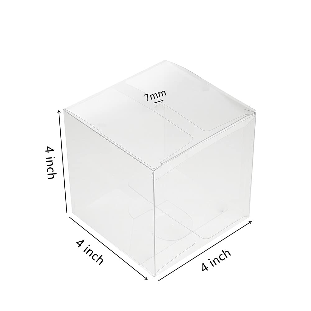 4x4x4 Inches Transparent Apple Box With Hole,30 PCS Caramel Apples Clear Boxes Candy Apple PET Boxes for Candy Making
