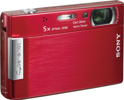Sony Cybershot DSC-T100 8MP Digital Camera with 5x Optical Zoom and Super Steady Shot (Red)