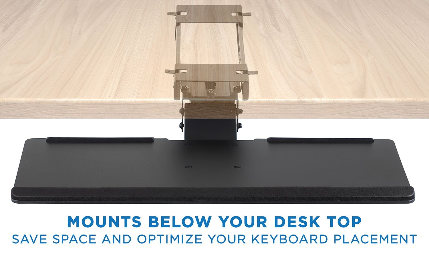 Mount-It! Under Desk Computer Keyboard and Mouse Tray, Ergonomic Keyboard Drawer with Gel Wrist Pad, Black