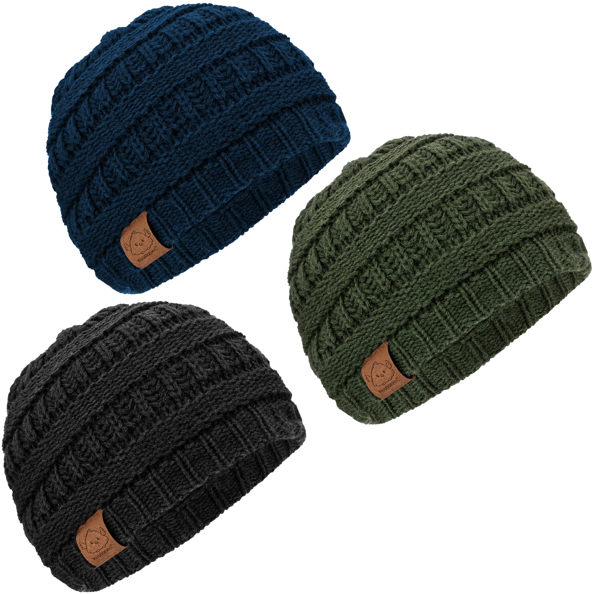 3-Pack Baby Beanies for Boys, Girls - Stretchy Knit Baby Hats, Cute Newborn & Toddler Winter Hat, Soft & Warm Infant Beanie 0-3 Months (Urban, M)