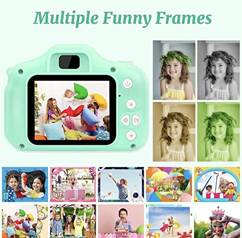 Kids Digital Cameras, Children's Gifts, Camera Digital Toys with 32 GB Memory Card and Reader (Green)